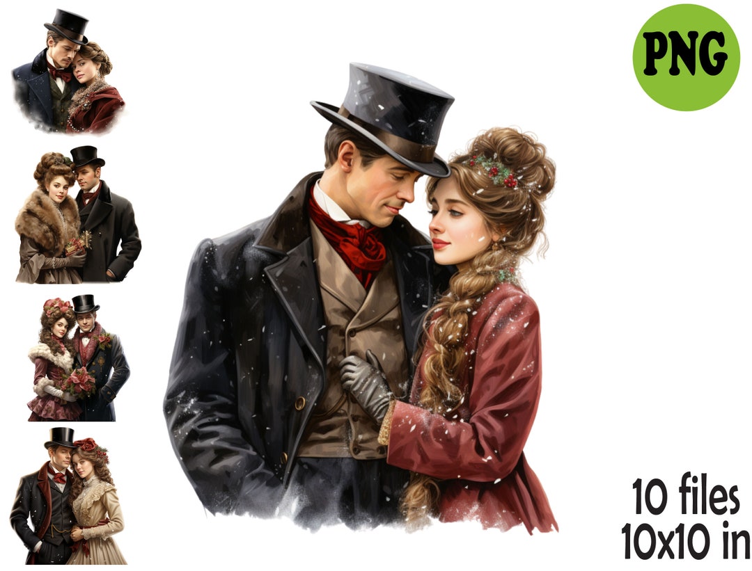 Winter Couple Clipart Illustration PNG, Christmas Romantic Lovers ...