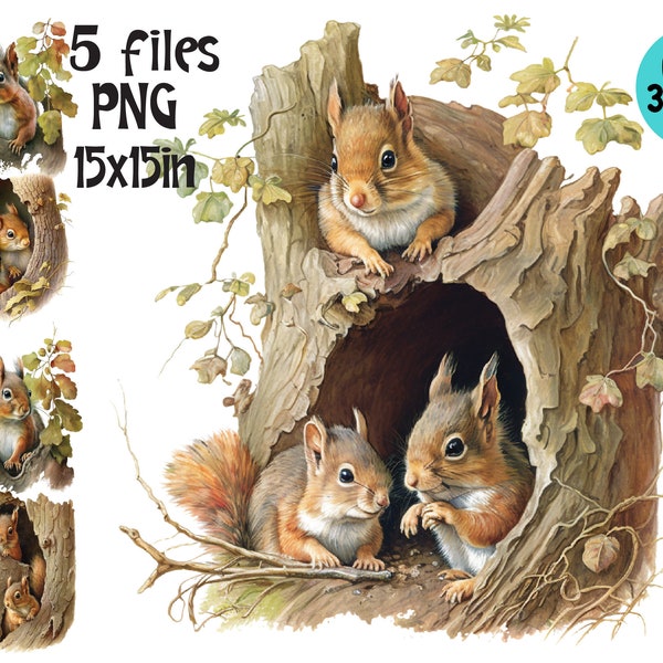 Woodland Squirrel Clipart - Etsy
