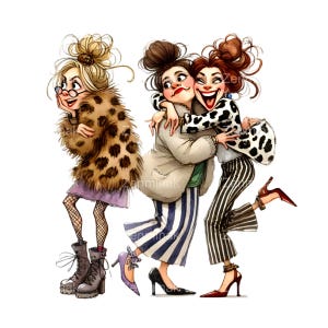 12 Funny Friends Clipart PNG, Stylish Women Hugging Illustration ...