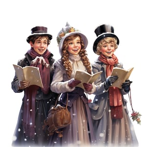 10 PNG Victorian Carolers Clipart – PNG Bundle of Christmas Choir Kids ...