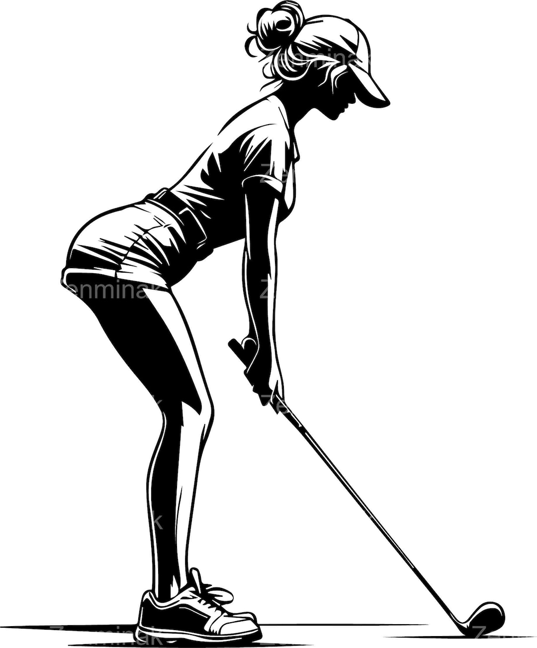 Female Golfer SVG Cut File - 4 Woman Playing Golf Silhouette Clipart ...