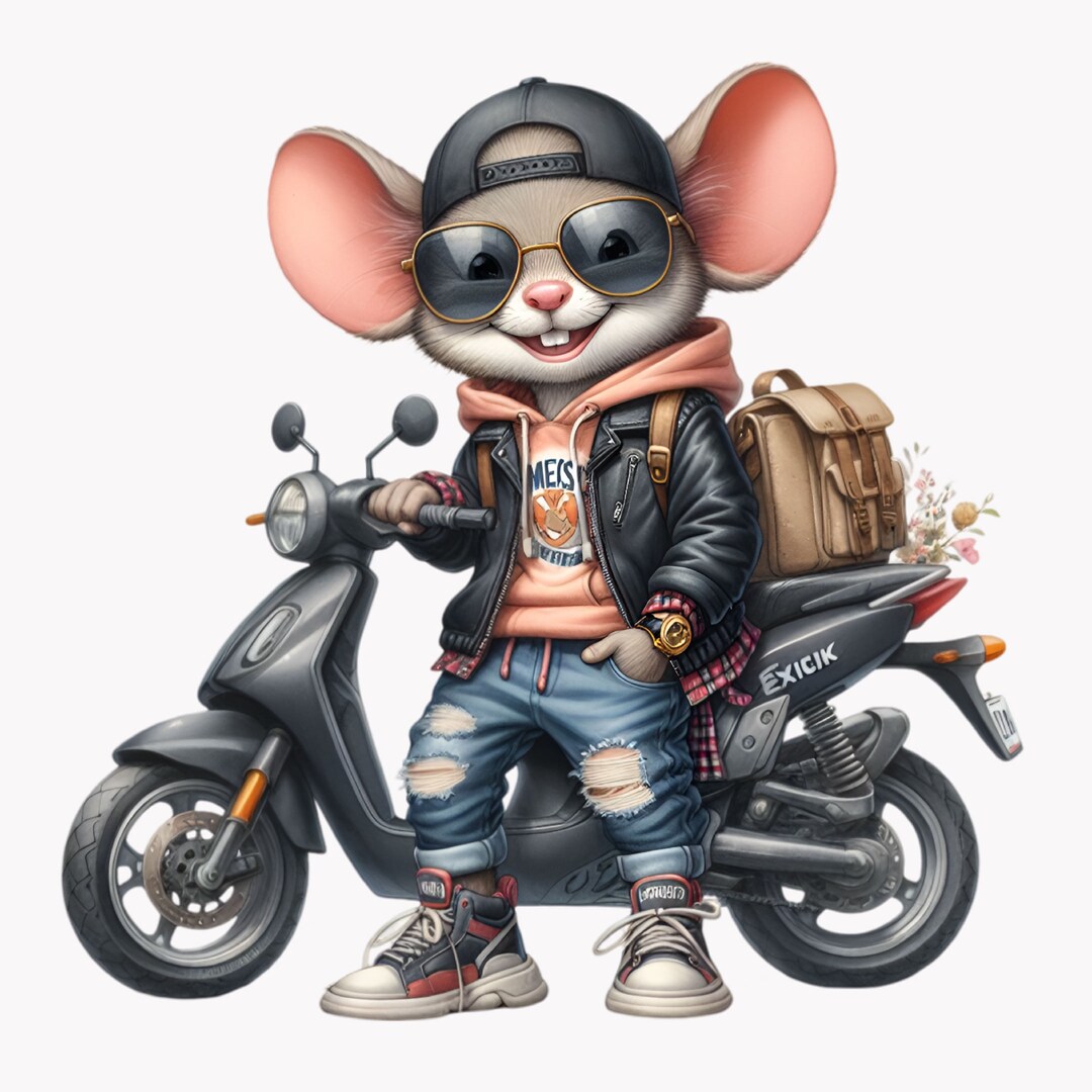 Cool Biker Mouse Digital Art PNG 10 Trendy Mouse With Scooter, Leather ...