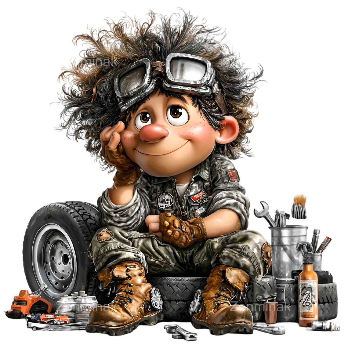 16 PNG Red-haired Mechanic Boy – Funny Cartoon Car Repair Clipart for ...