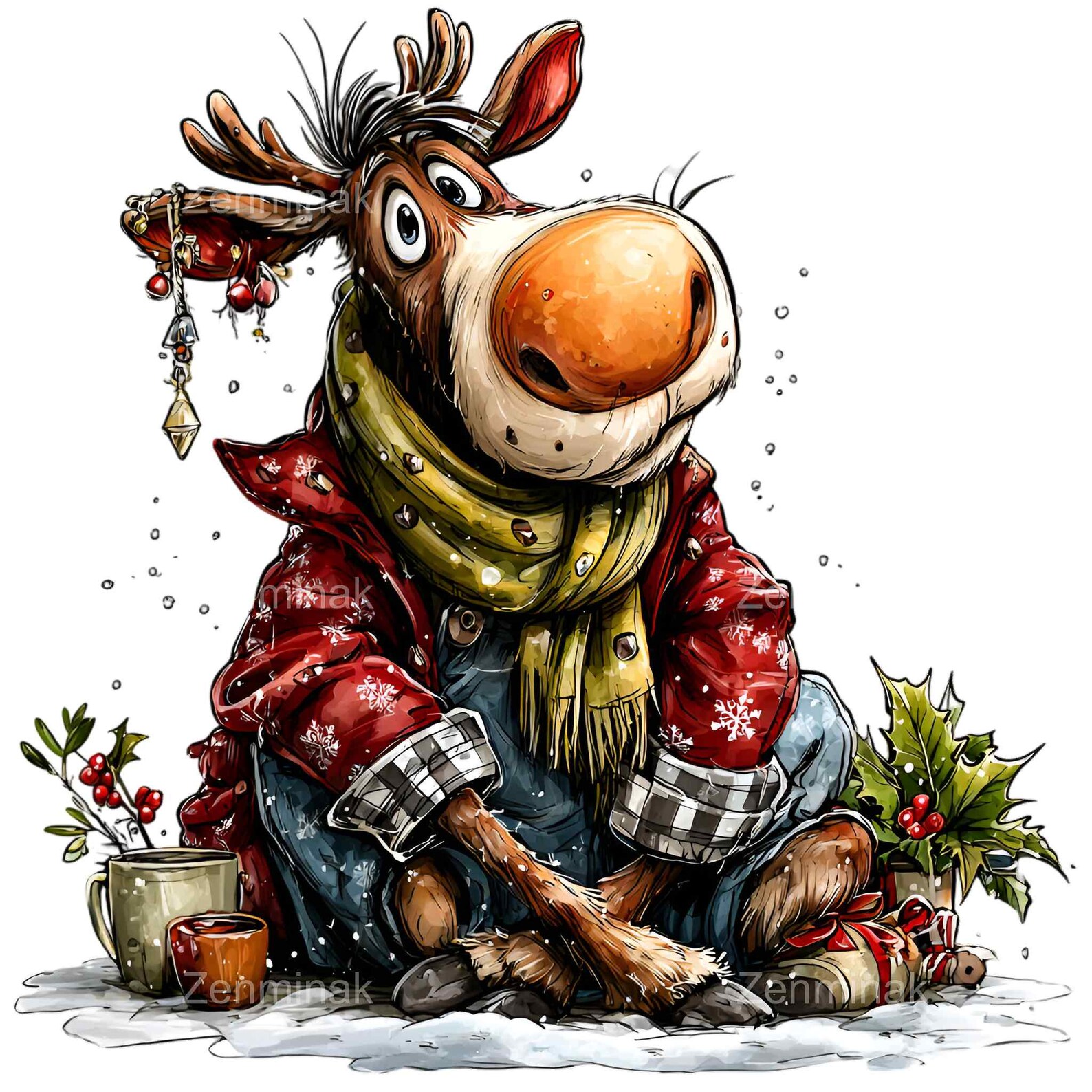 16 PNG Winter Reindeer Clipart – Cute Holiday PNG – Festive Digital Art ...
