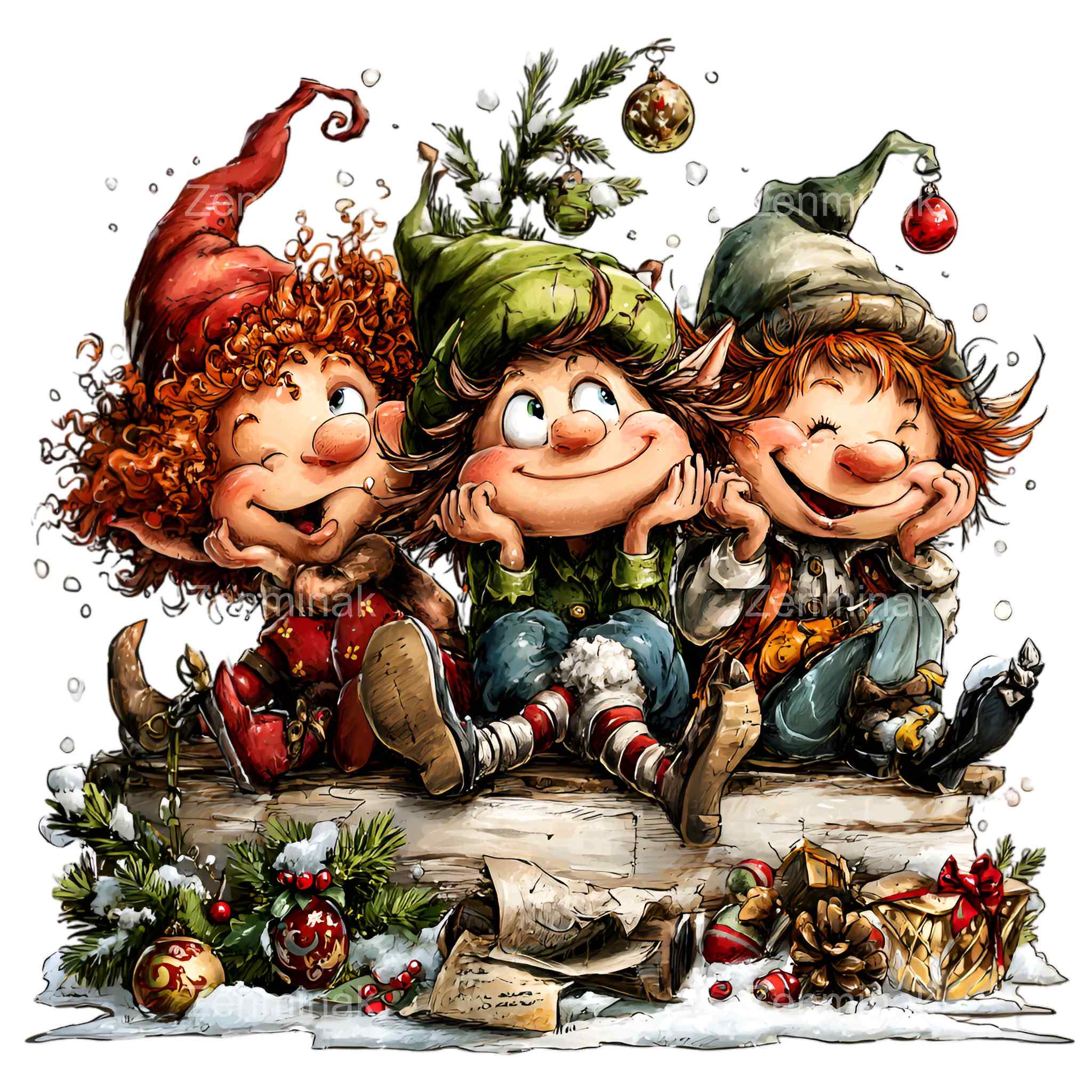 12 PNG Elf Clipart Set – Whimsical Holiday PNG – Cute Christmas Elf Art ...