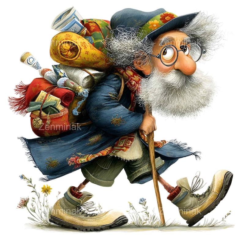 15 PNG Wanderer Clipart, Cartoon Backpacker mit Gehstock, Abenteuer ...