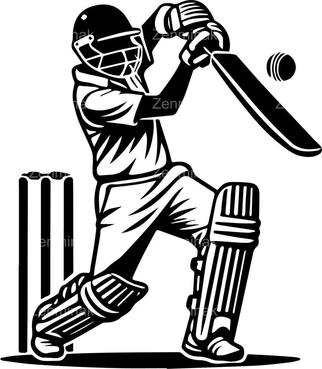 10 Cricket Player SVG Cut File, Batsman Silhouette With Ball and ...