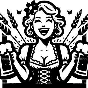 9 SVG Beer Girl SVG – Bavarian Barmaid Cut File – Traditional Dress ...