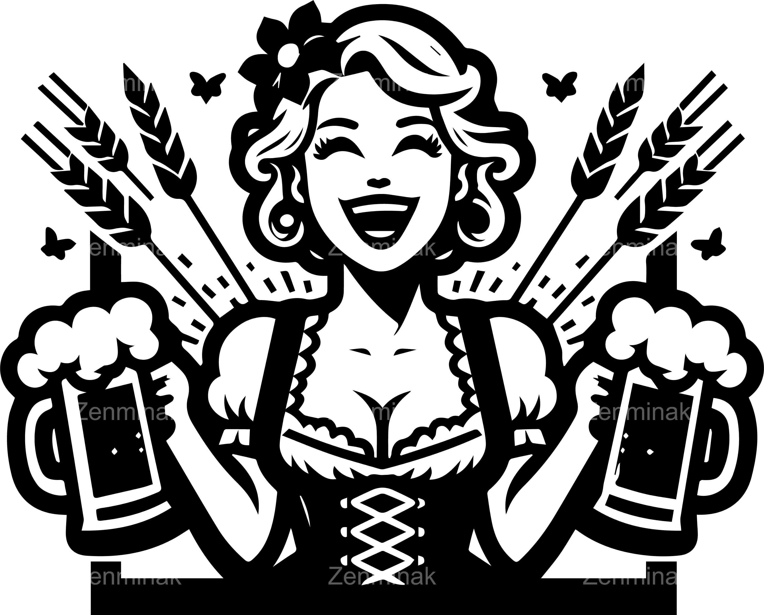 9 SVG Beer Girl SVG – Bavarian Barmaid Cut File – Traditional Dress ...
