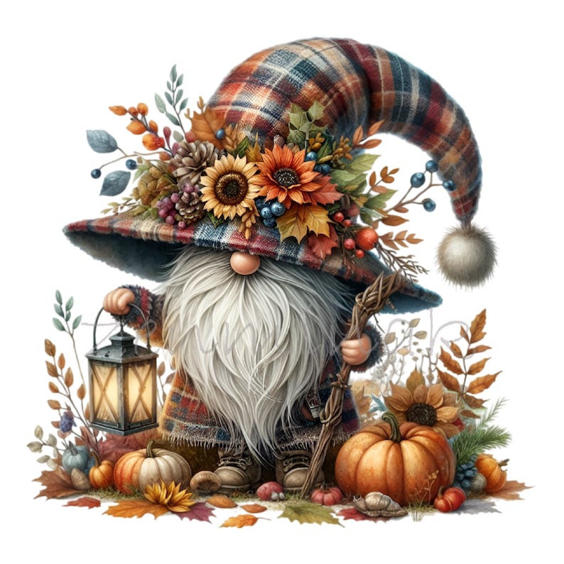 10 PNG Fall Gnome Autumn Sublimation, Plaid Garden Pumpkin Clipart - Etsy
