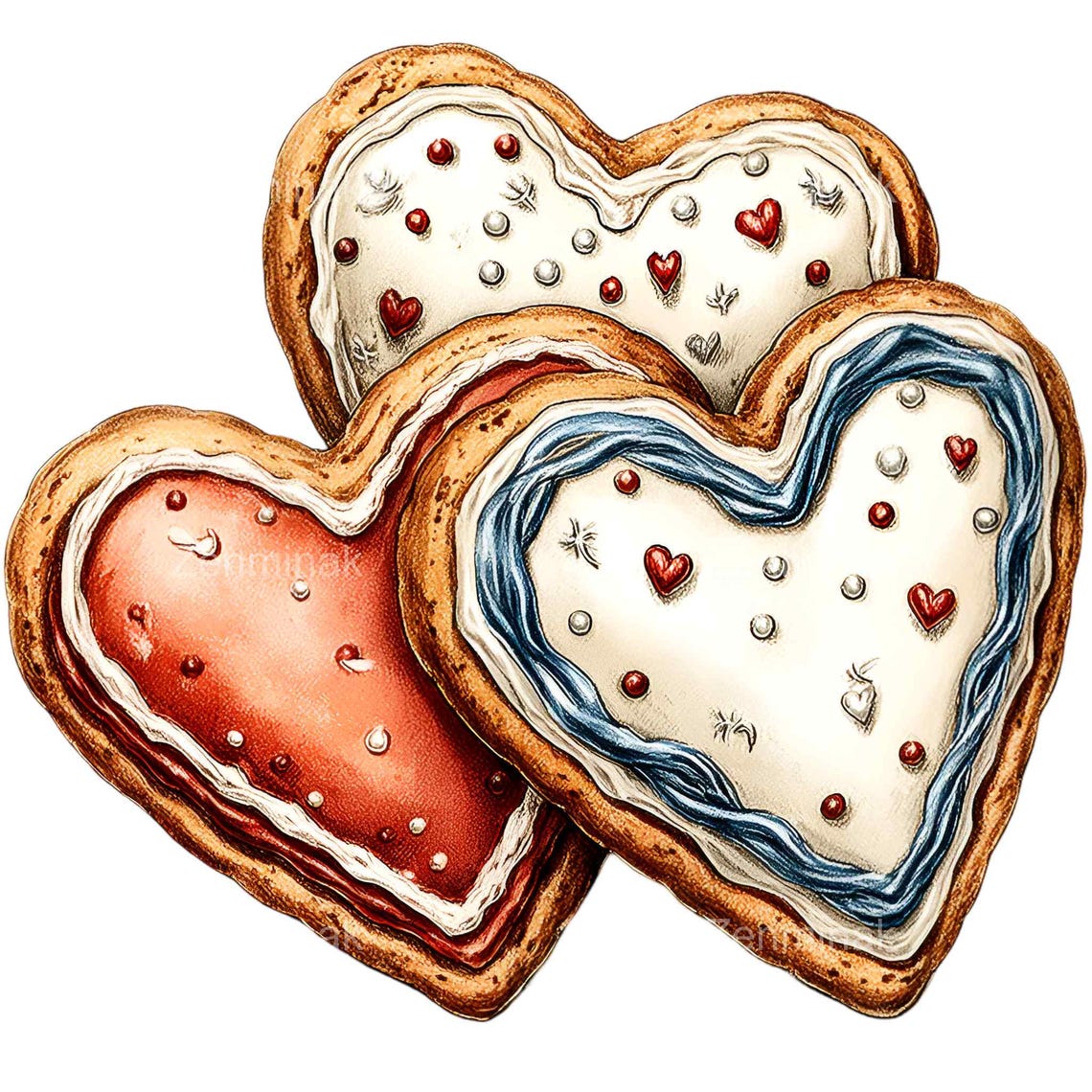 15 PNG Valentine Cookie Clipart – Heart Sugar Love – Iced Cookie Art ...