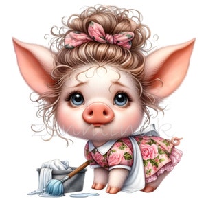 Cleaning Clip Art, Funny Pig PNG, 15 Piglet Clipart, Clean House ...
