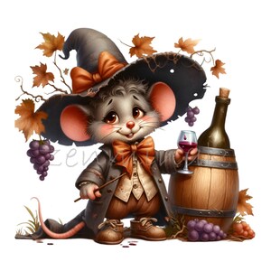 15 Drunk Mouse Cartoon PNG Clipart - Cute Vineyard Mouse With Wine ...