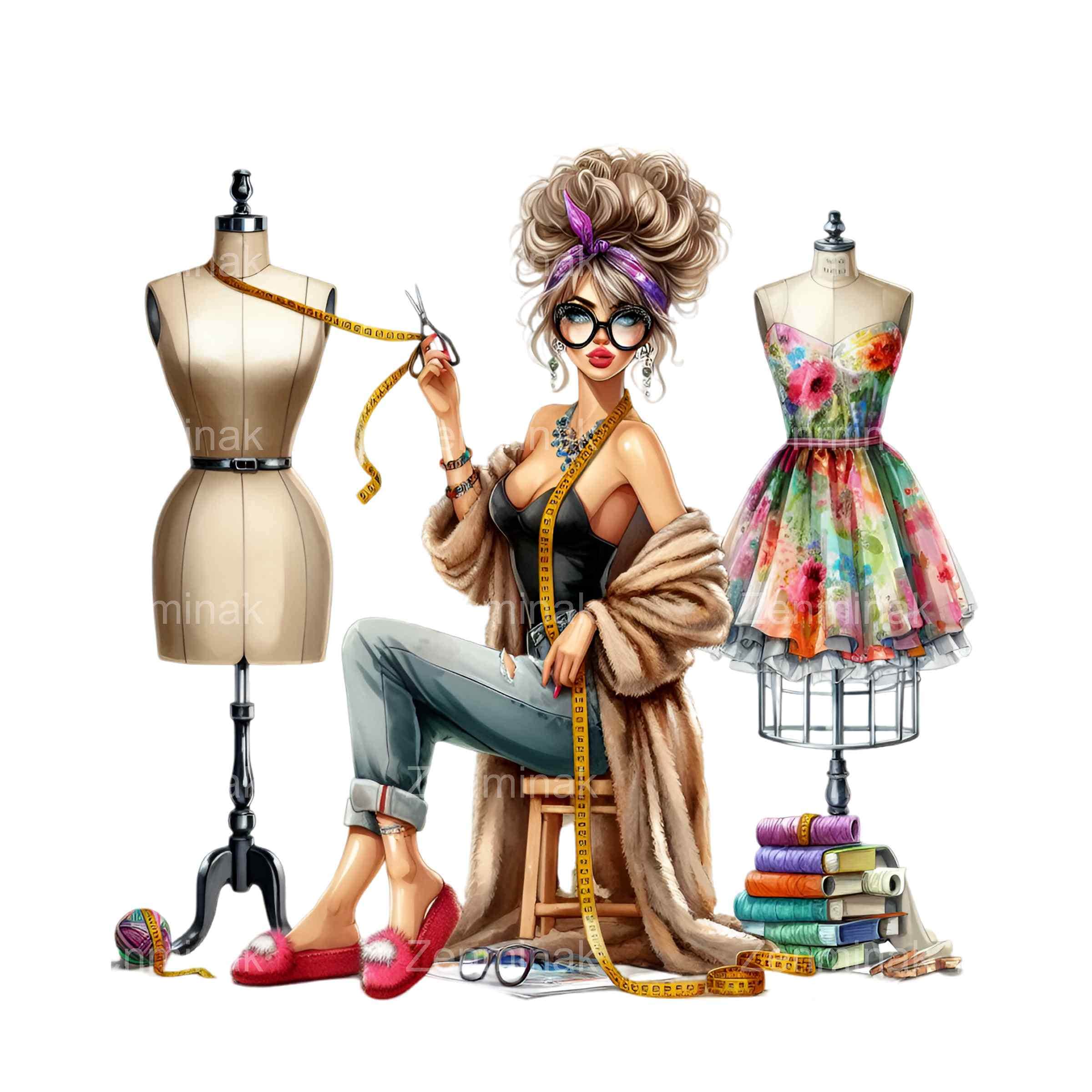 12 PNG Seamstress Dressmaker Clipart, Sewing Room, Fashion Design ...