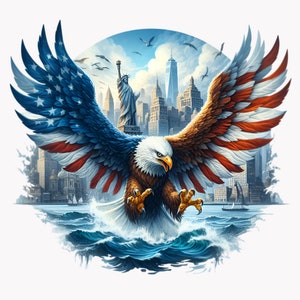 Patriotic Eagle Clipart, American Flag PNG, Freedom, Veterans Day ...