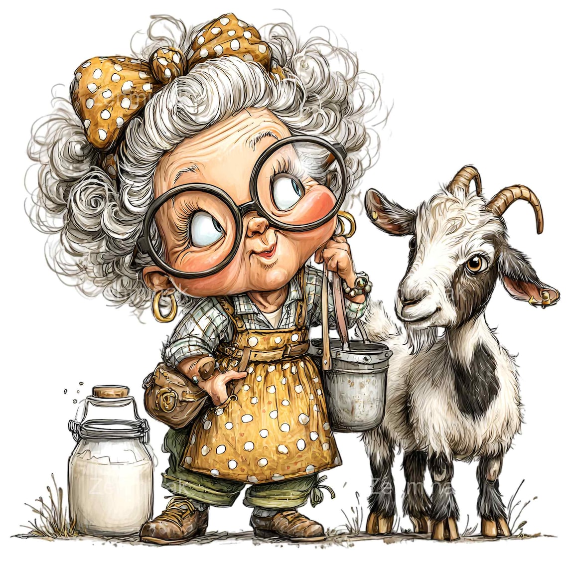 11 PNG Farm Goat Clipart – Funny Old Lady With Dairy Goat PNG for ...
