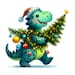 17 PNG Christmas Dinosaur – Cute Dino With Tree Clipart for Kids ...