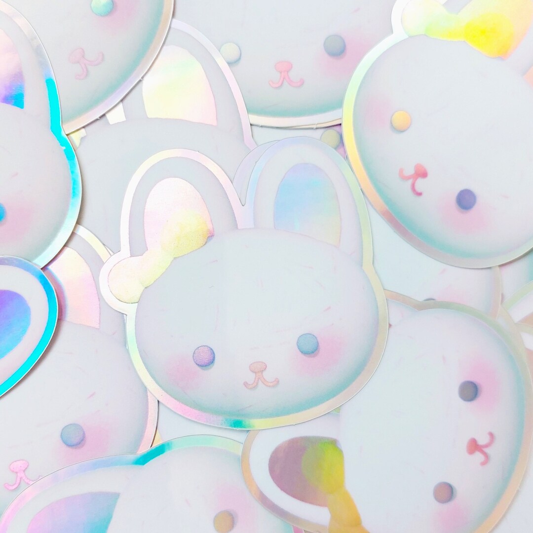 3D Bunny Holographic Sticker - Etsy