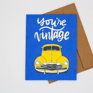 Vintage Car Greeting Card / Blank Card / Birthday Card / Homemade ...