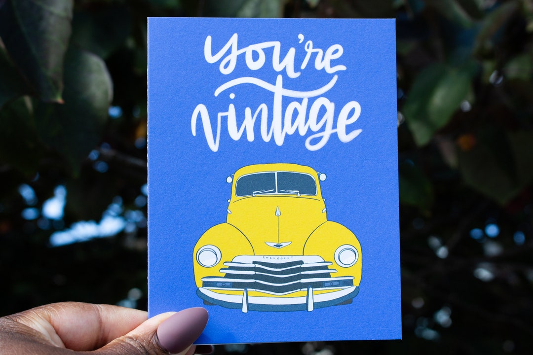 Vintage Car Greeting Card / Blank Card / Birthday Card / Homemade ...
