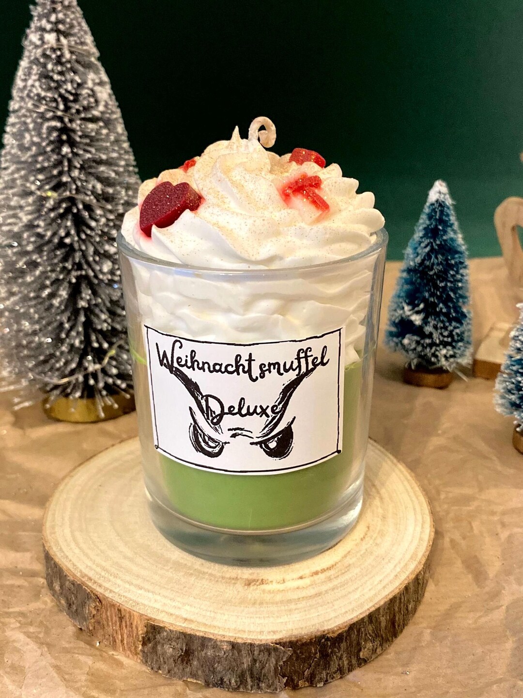 Christmas Grinch Deluxe Candle • Winter Candle With Whipped Cream ...