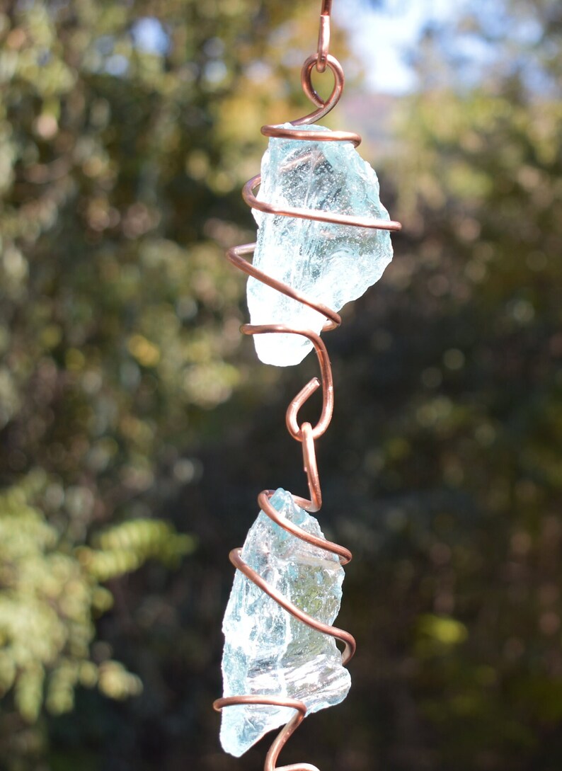Aqua Recycled Glass Copper Wire Sun Catcher - Etsy