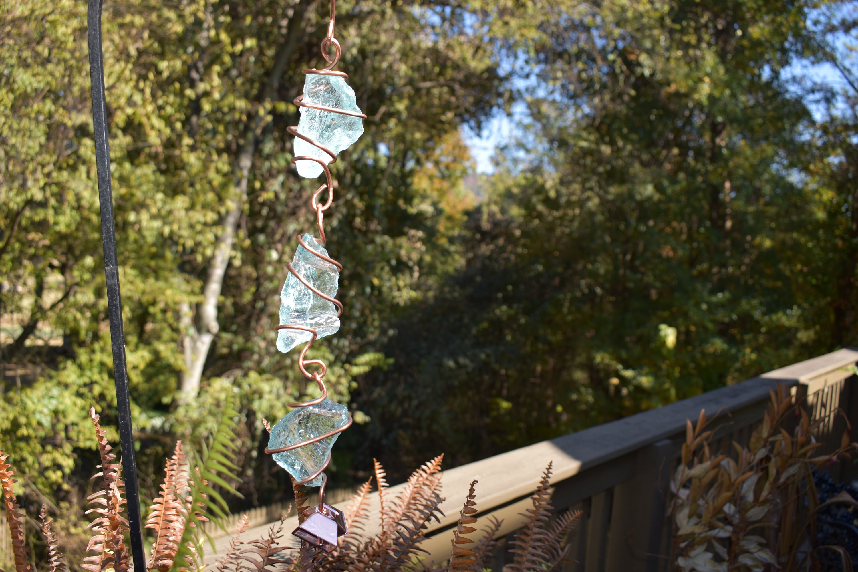 Aqua Recycled Glass Copper Wire Sun Catcher - Etsy