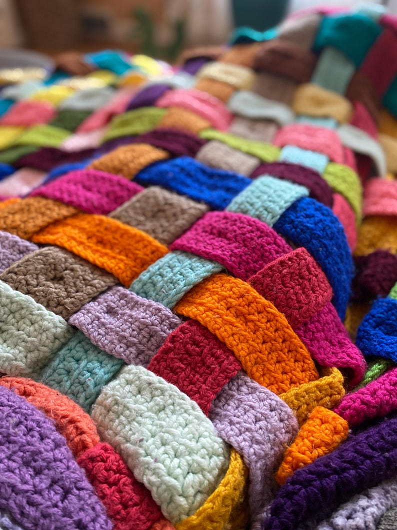 Scrap Weave Crochet Throw Pattern: Easy Boho Afghan (PDF Download) - Etsy