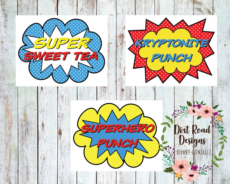 Printable Superhero Drink Signs - Etsy