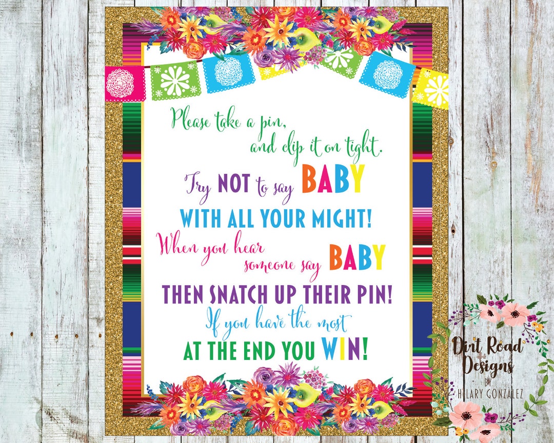 Fiesta Baby Shower Game Sign, Instant Download - Etsy