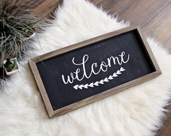 Black welcome sign | Etsy