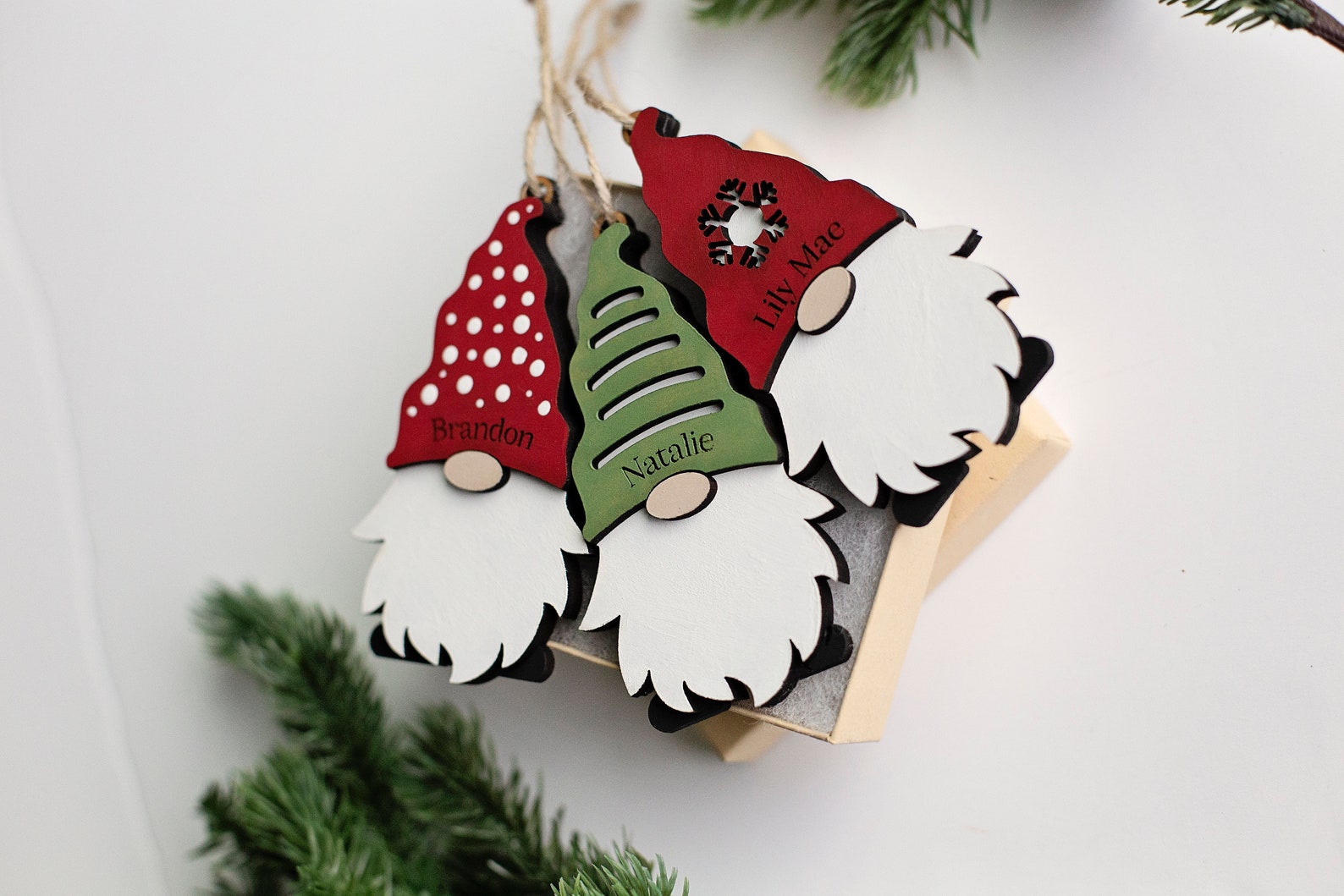 Custom Gnome Christmas Ornaments, Gnome Ornament, Personalized Name ...