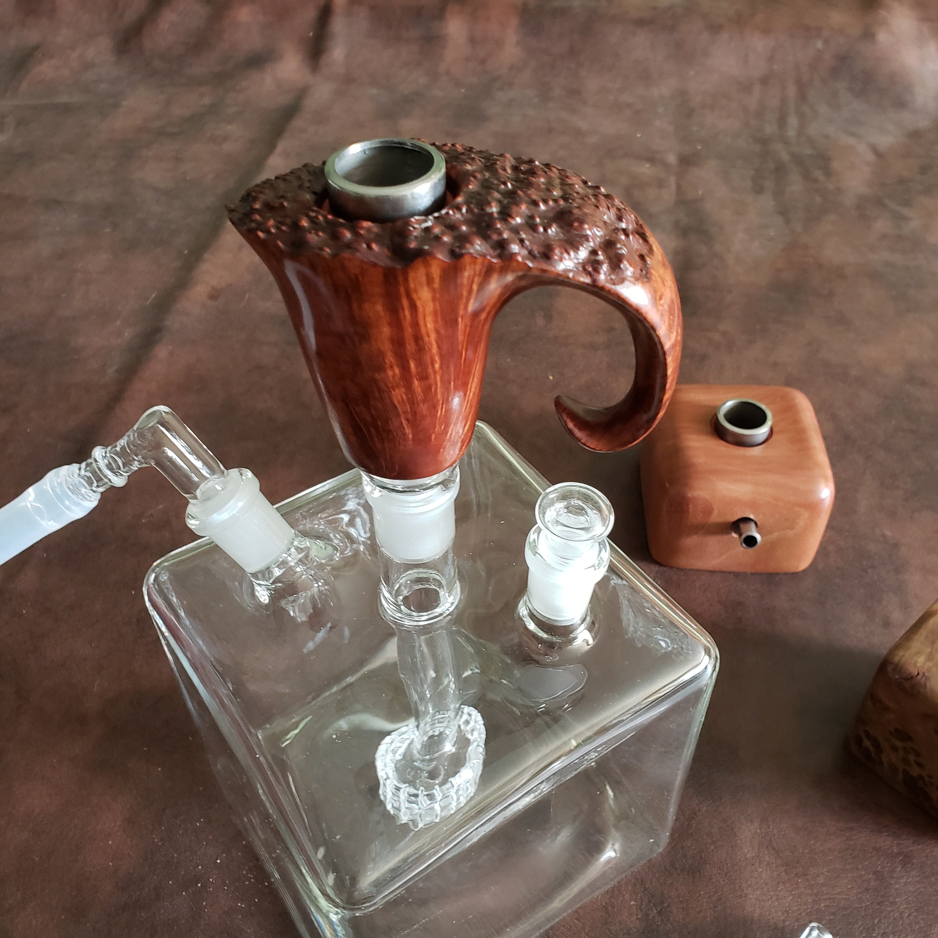 22mm Diffuser Bowl in Briar Burl and Titanium With TAG Glass Joint & J ...