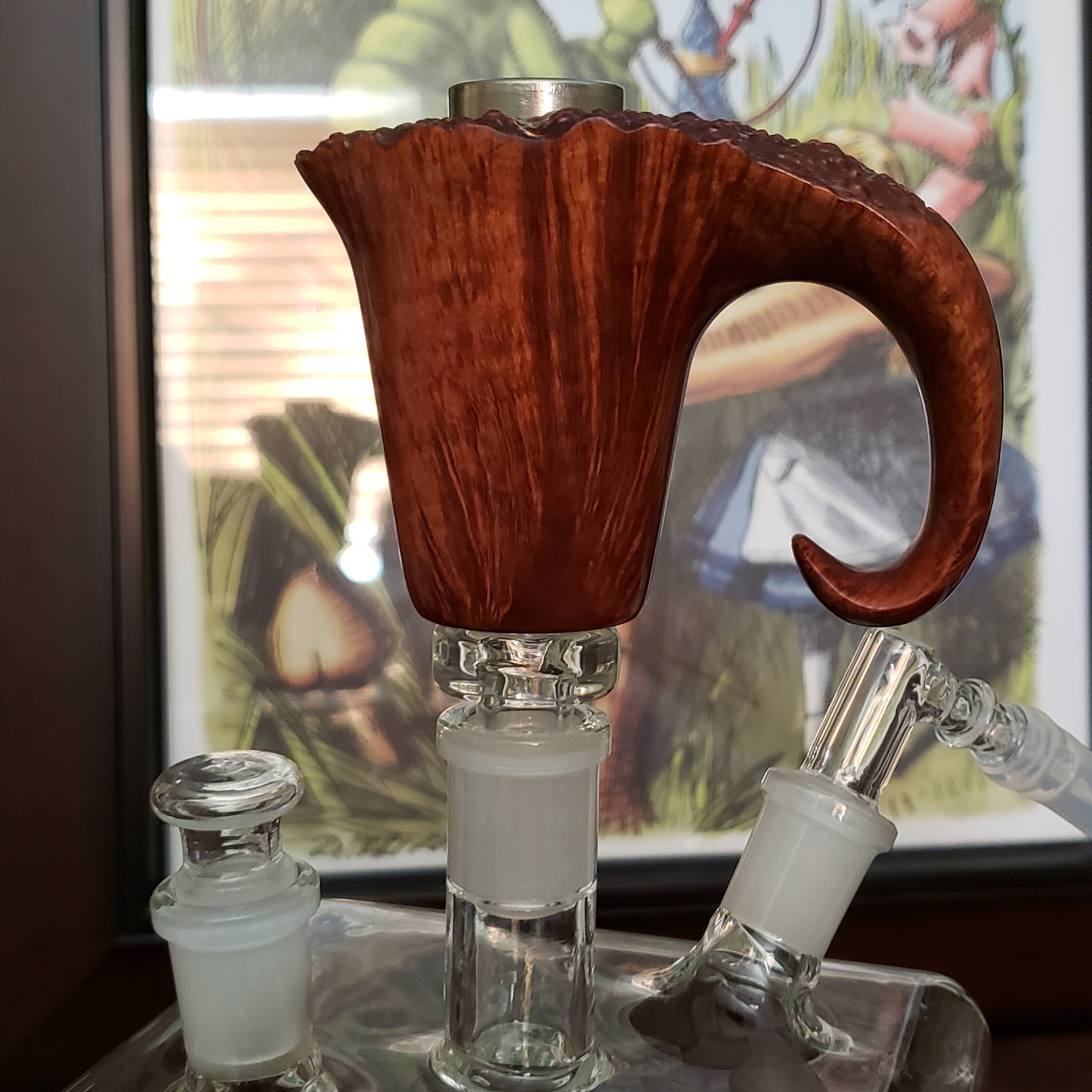 22mm Diffuser Bowl in Briar Burl and Titanium With TAG Glass Joint & J ...