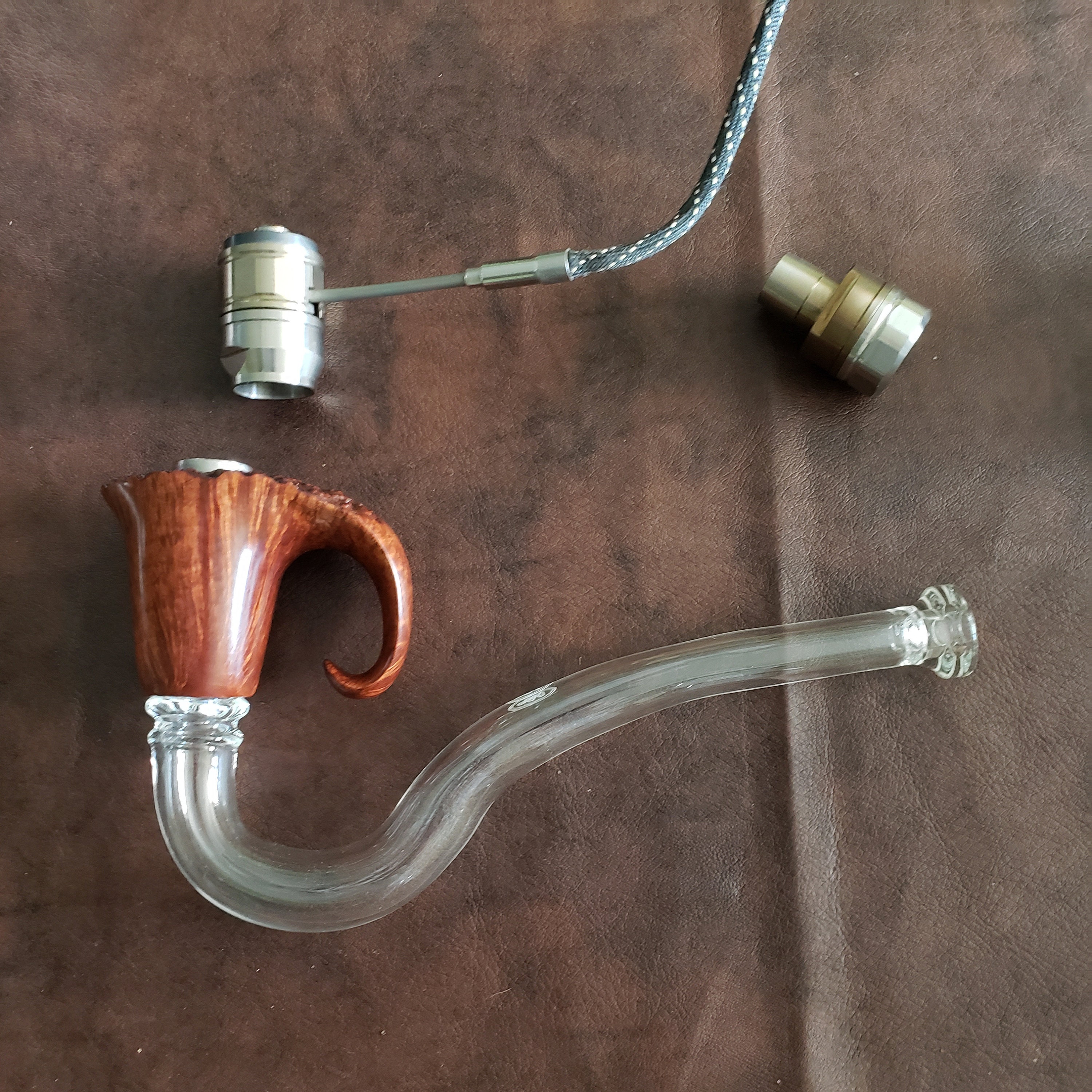 22mm Diffuser Bowl in Briar Burl and Titanium With TAG Glass Joint & J ...