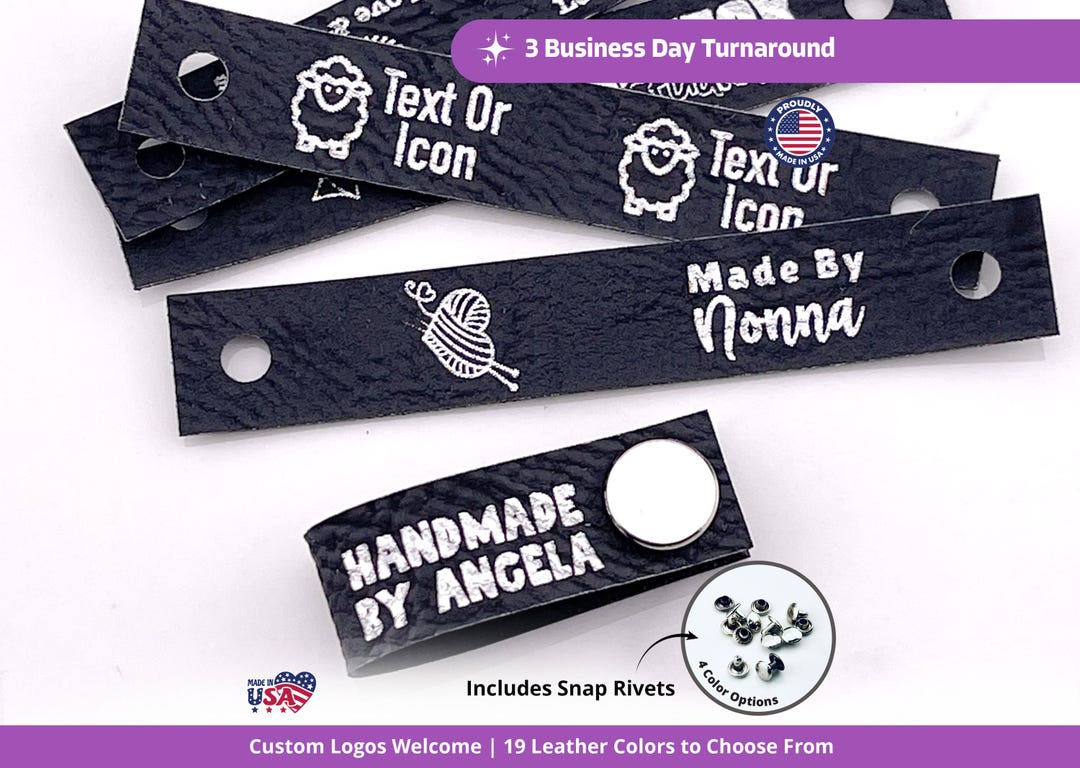 Custom Black Faux Leather Labels: 3x0.5 Inch Knitting & Crochet Tags - Etsy
