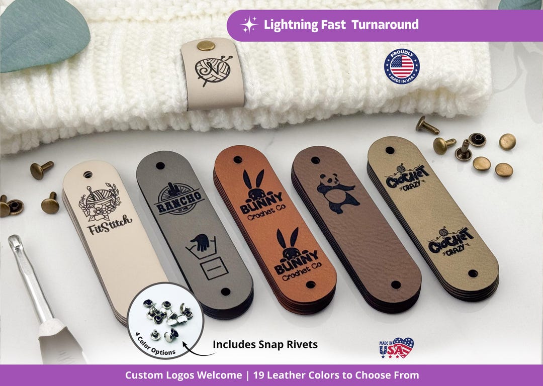 Custom Crochet Tags: Mulicolor Half-fold Rounded Edge Knitting Labels ...