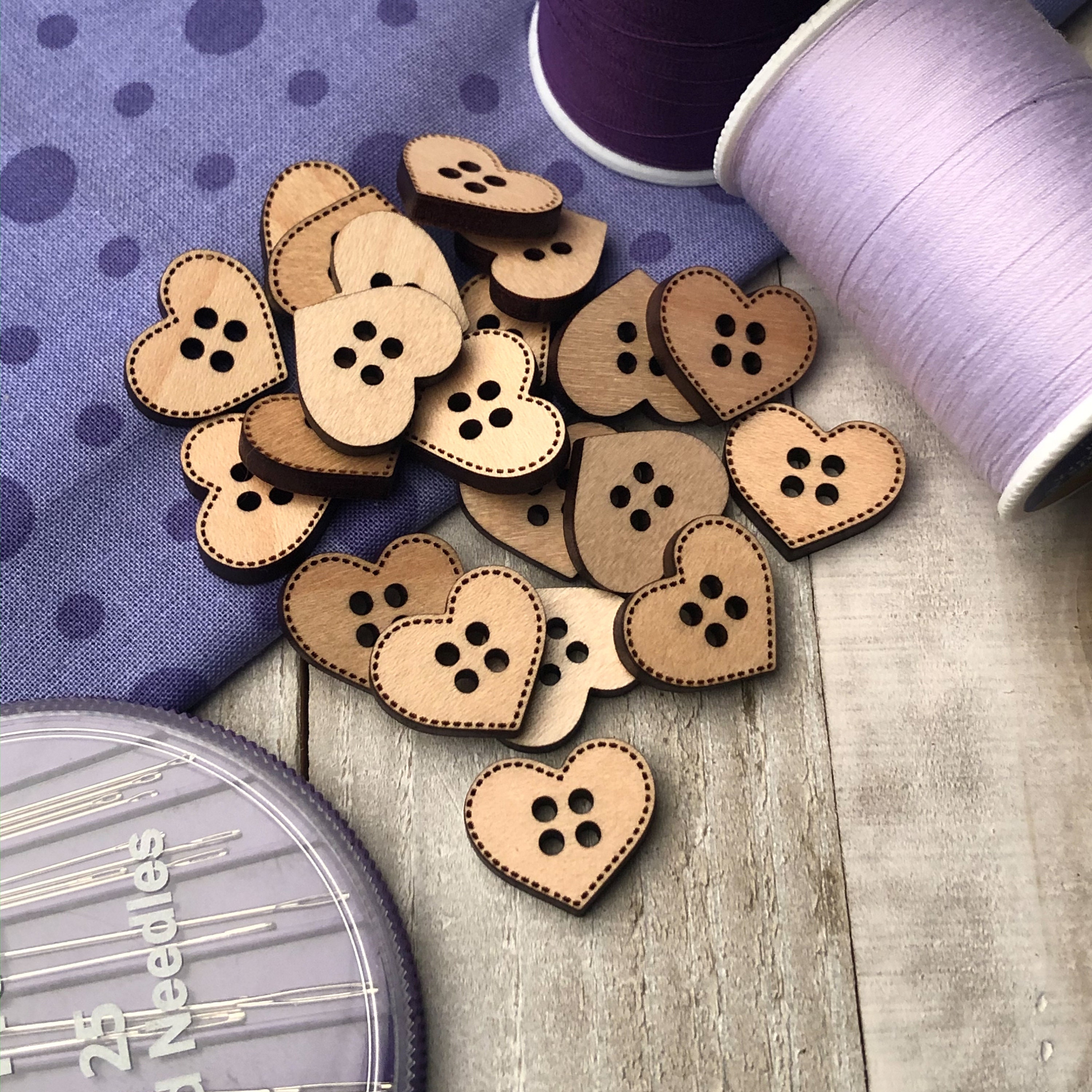 Small Heart-shaped Wooden Buttons for Crochet Projects Pack - Etsy
