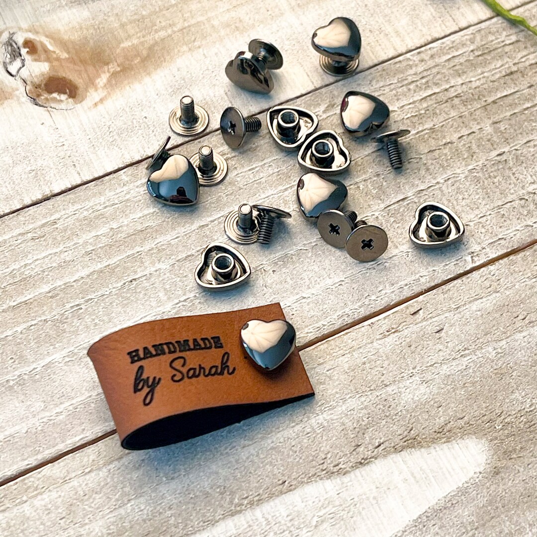 10 Pack Gun Metal Heart Shaped Rivet for Half-fold Labels, Heart Screw ...