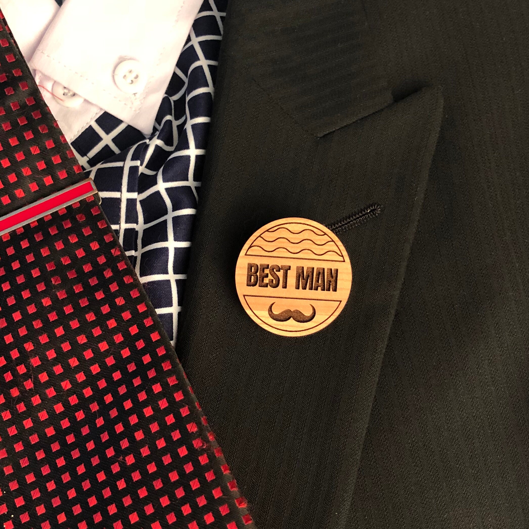 Wooden Mens Wedding Boutonniere Boho Lapel Pins Men Father | Etsy