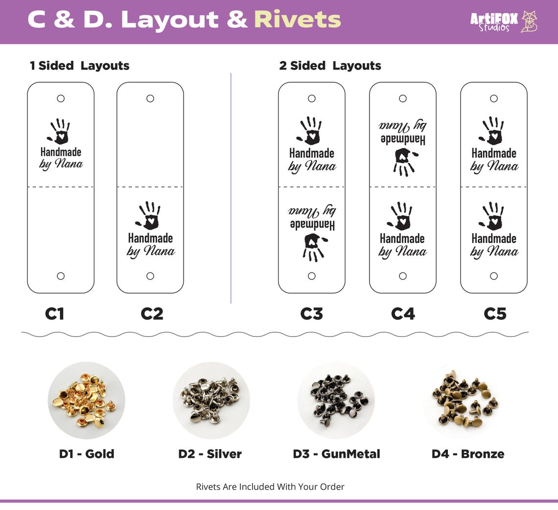 Custom Faux Leather Labels With Rivets: 3x0.5 Inch Knitting & Crochet ...