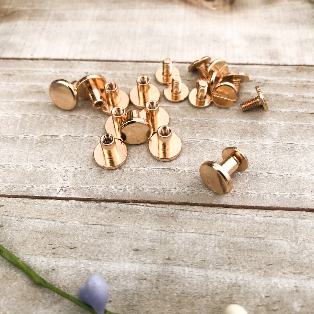 Gold Rivet Chicago Screw, Pack of 10 Screws, .25 Inch Post Rivets for ...
