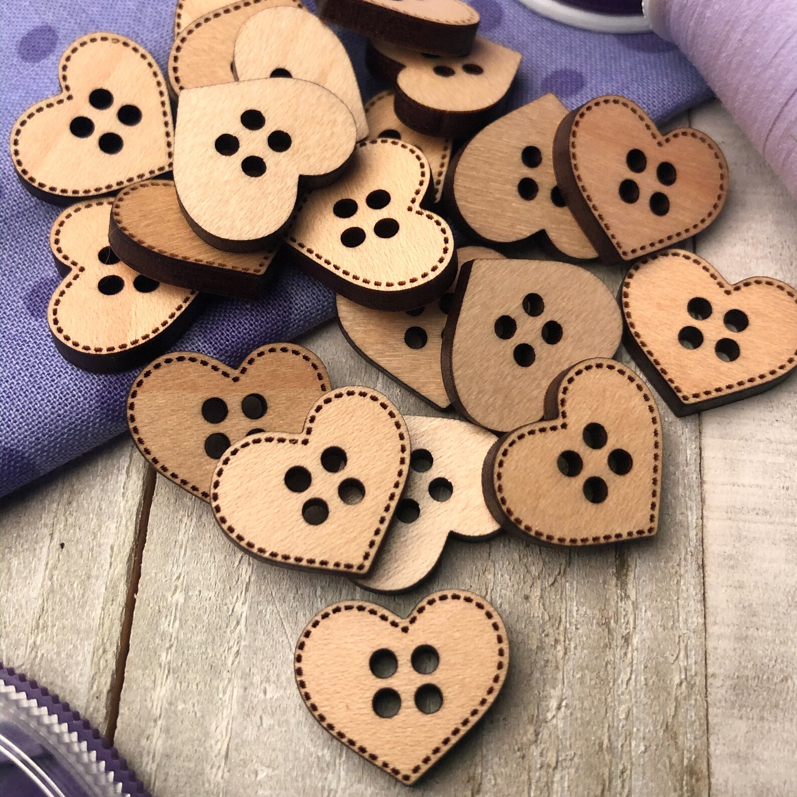 Small Heart-shaped Wooden Buttons for Crochet Projects Pack - Etsy