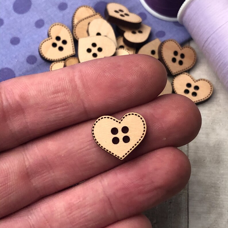 Small Heart-shaped Wooden Buttons for Crochet Projects Pack - Etsy
