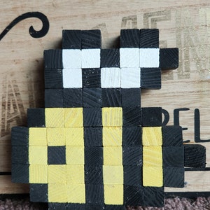 Tiny Bee Wooden Block Pixel Art - Etsy