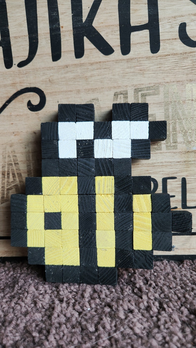 Tiny Bee Wooden Block Pixel Art - Etsy