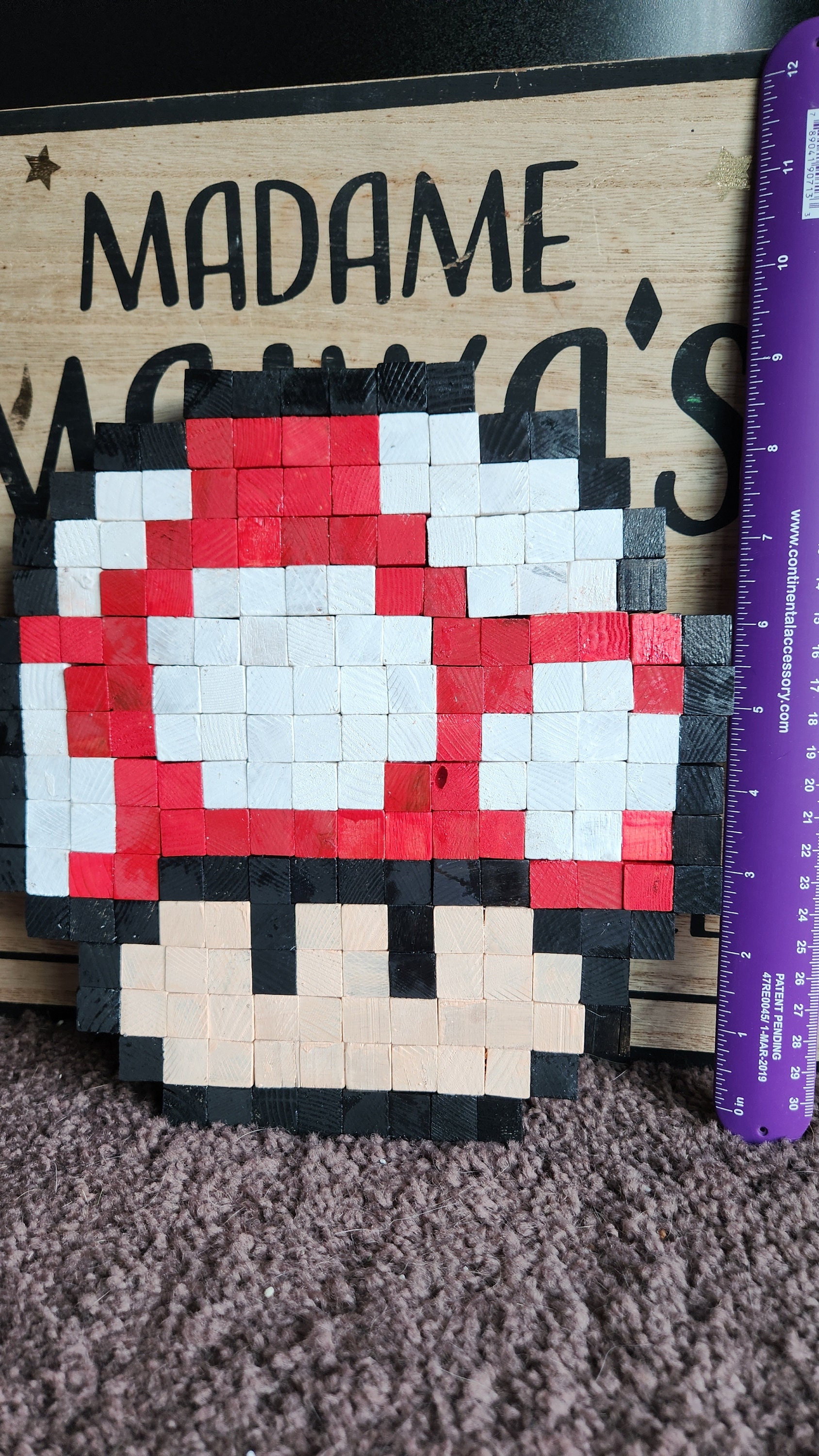 1UP Shroom Wooden Block Pixel Art - Etsy