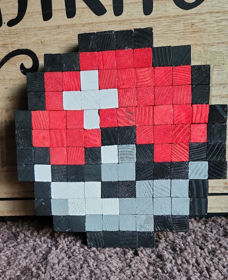 Pokeball Wooden Block Pixel Art - Etsy