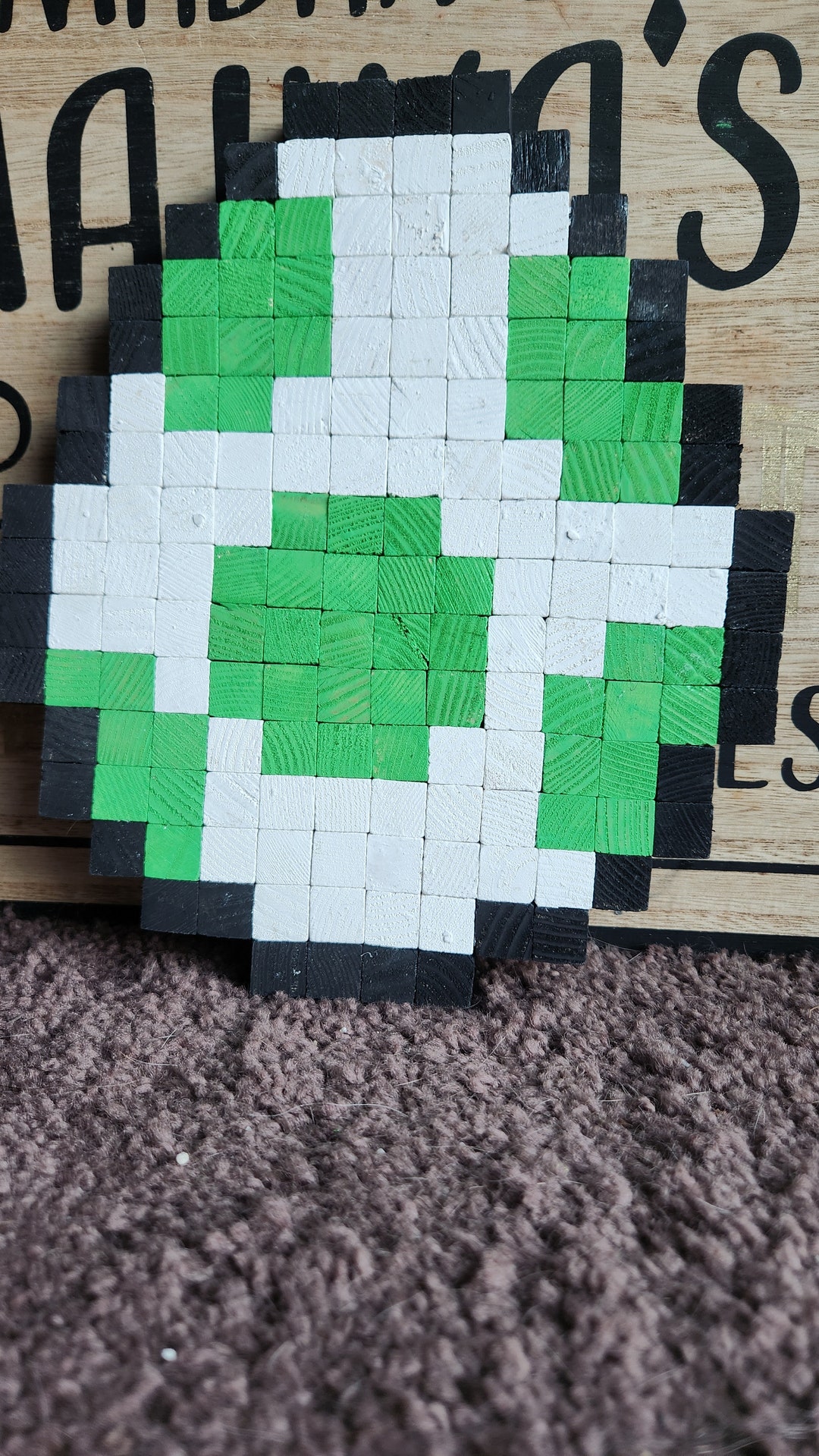 Yoshi Egg Wooden Block Pixel Art - Etsy