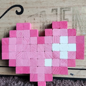 Pink Pixel Wooden Block Art - Etsy